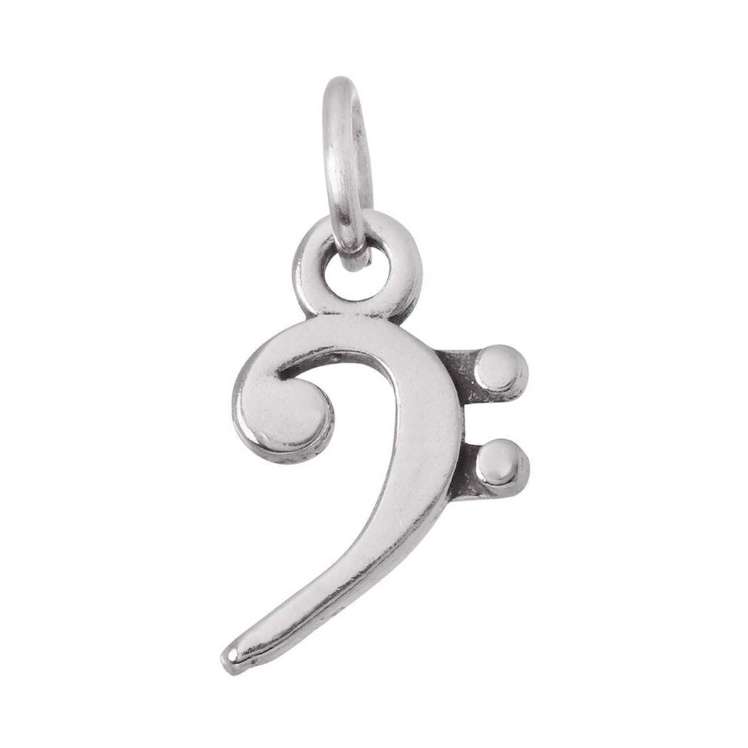 Bass Clef F-clef Music Symbol 925 Sterling Silver Charm for Bracelet ...