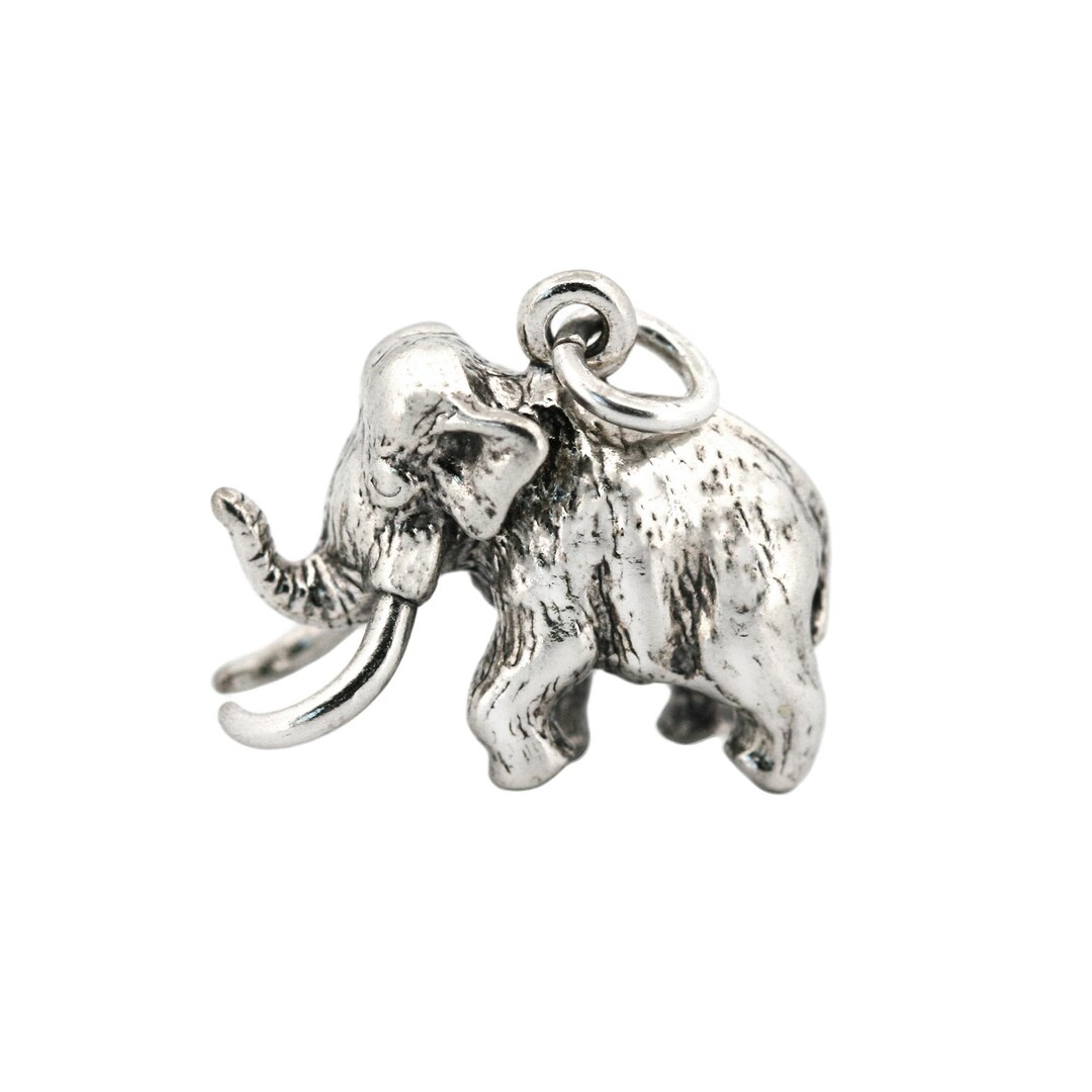 Wooly Mammoth 3D Solid Sterling Silver Charm, Prehistoric Animal ...