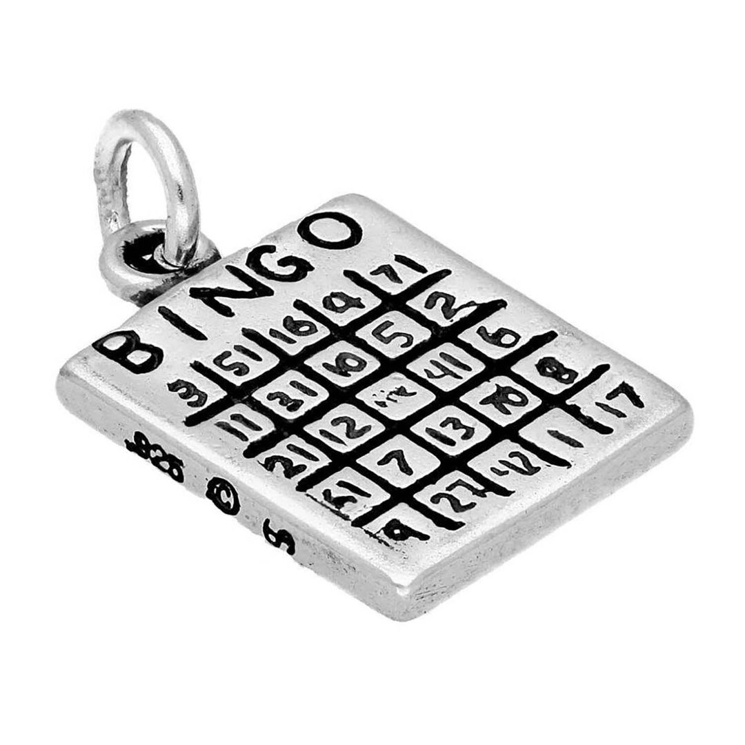 Bingo Card Two-sided 925 Sterling Silver Charm for Bracelet, Game Night ...