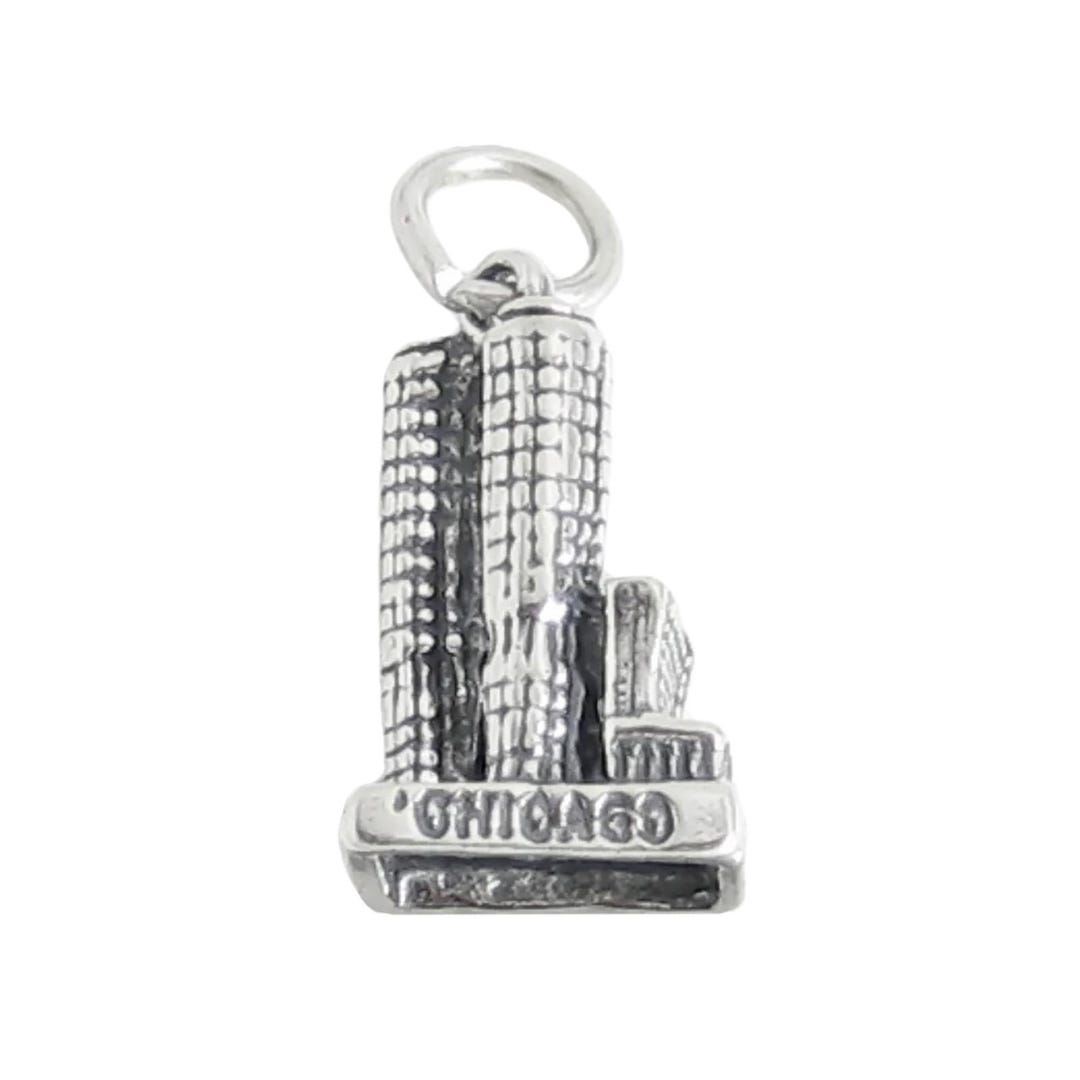 Marina City Building Chicago 3D Sterling Silver Charm, Illinois Pendant ...