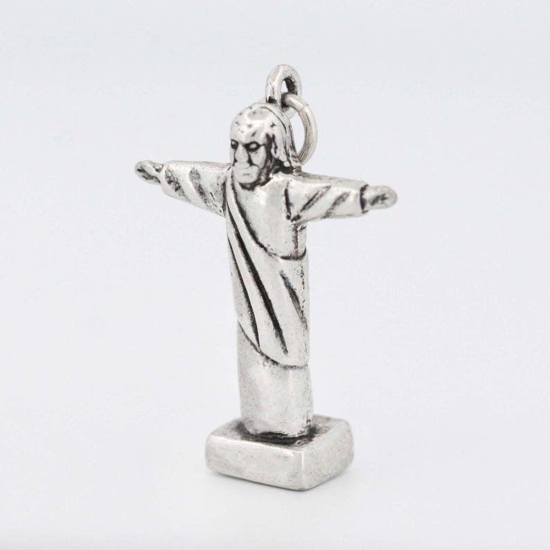 Jesus Christ the Redeemer Statue 3D Sterling Silver Charm, Rio De ...