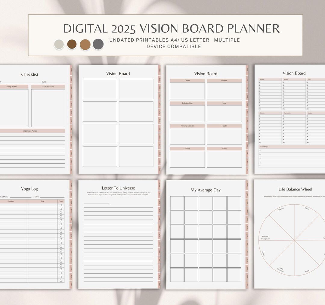Digital 2025 Vision Board Planner, Goal-setting Journal, Manifestation ...