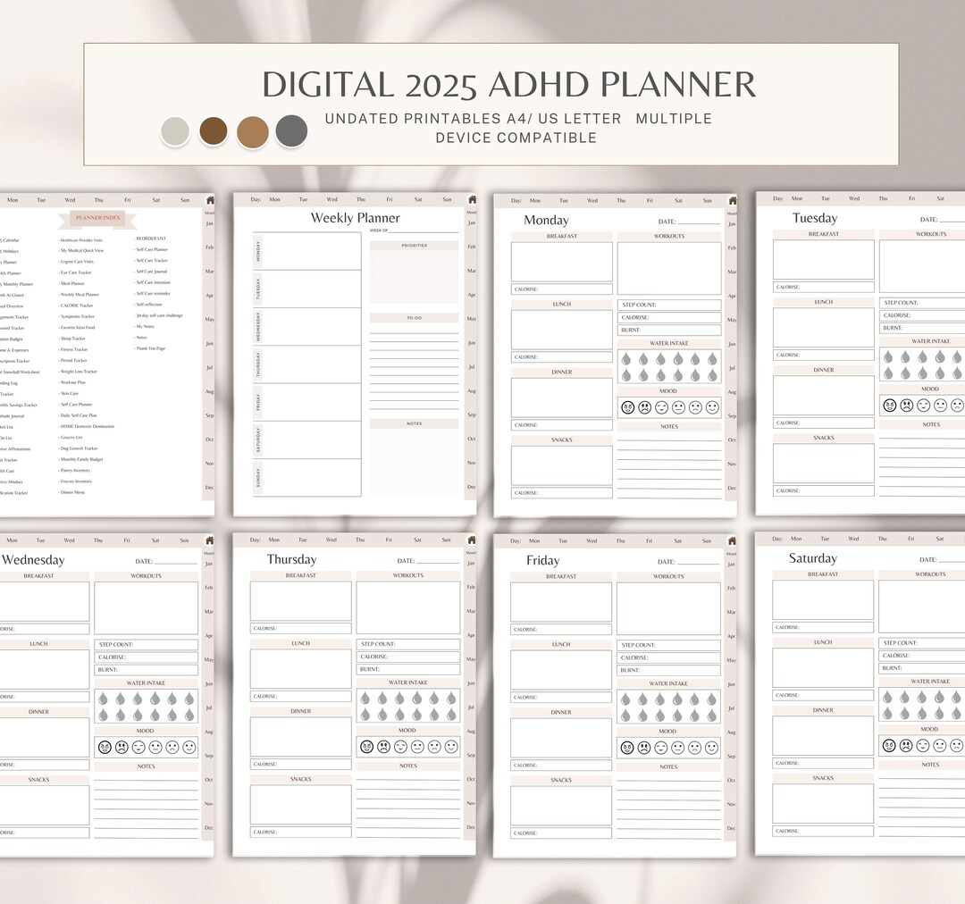 Digital 2025 ADHD Planner, Executive Function Organizer, Daily Routine ...
