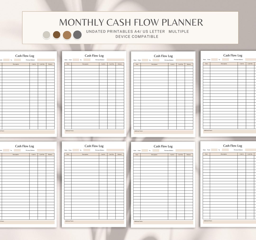 Monthly Cash Flow Logbook, Budget Tracker Printable, Income & Expense ...