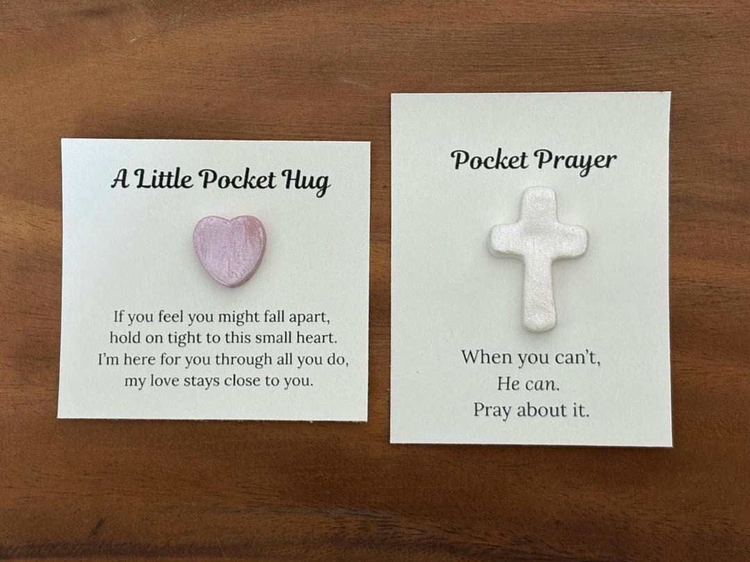Pocket Hug Comfort Token | Heart or Prayer Cross | Handmade Clay Pocket ...