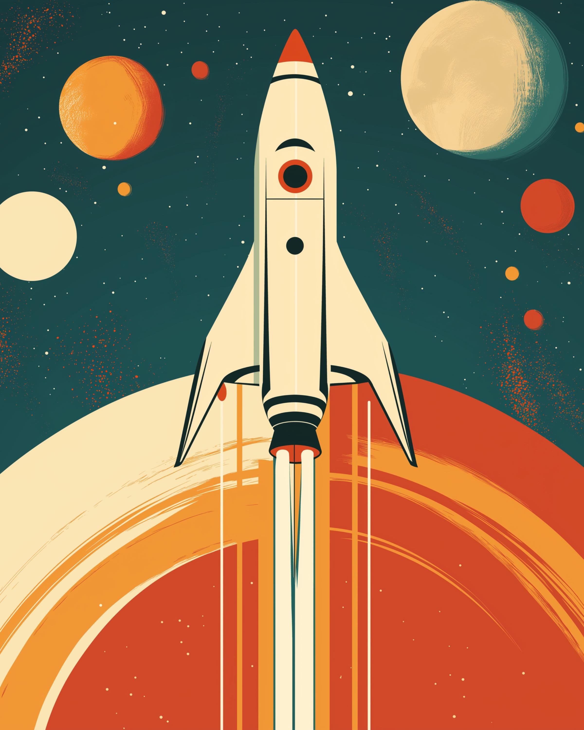 1950s Retro Space Travel Poster - Bold Mid-century Design - Vintage ...