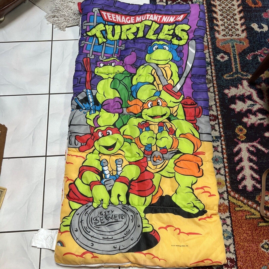 VINTAGE Teenage Mutant Ninja Turtles Sleeping Bag TMNT Fleece Lined ...