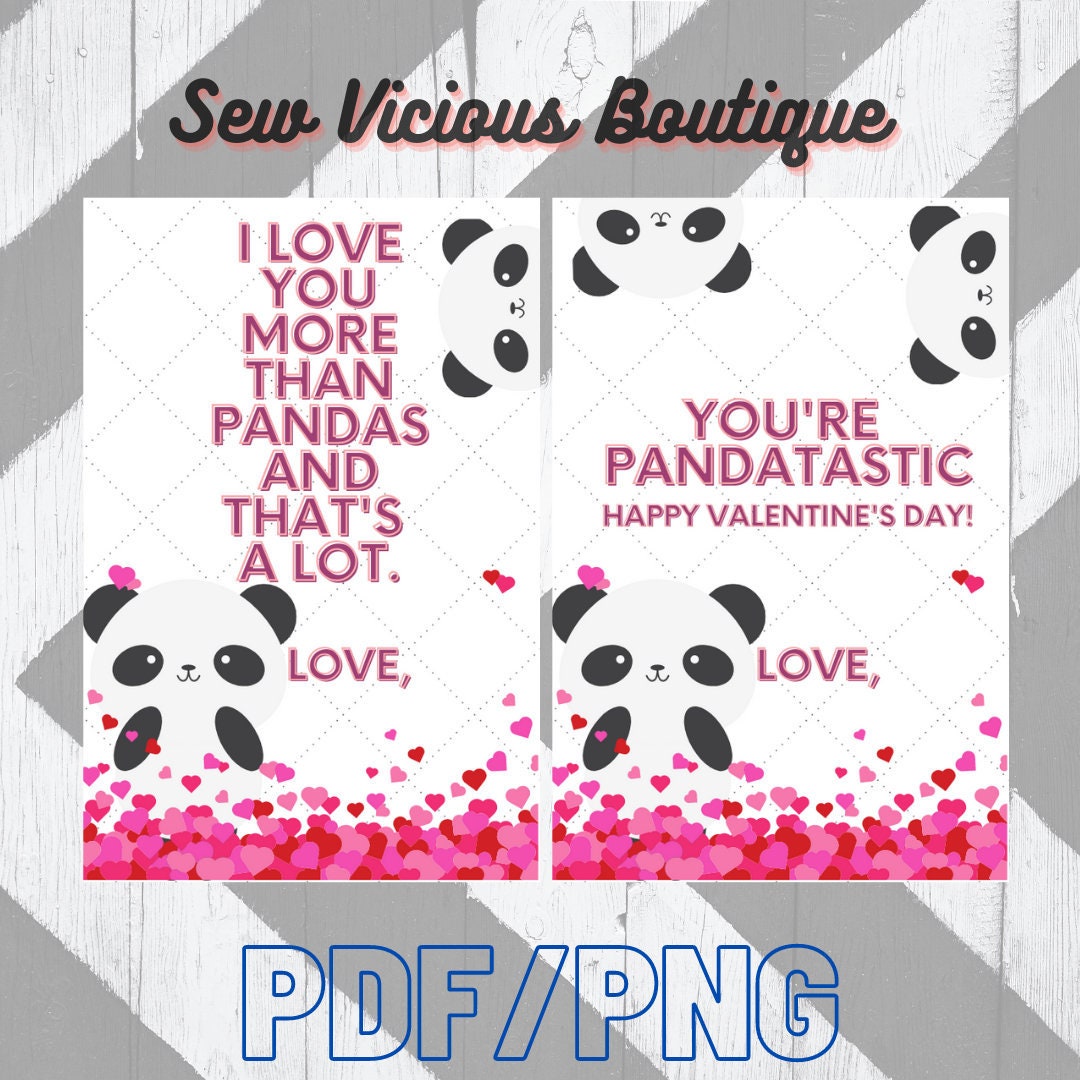 Digital Panda Valentine Printable Card Handmade Pandatastic Love You ...