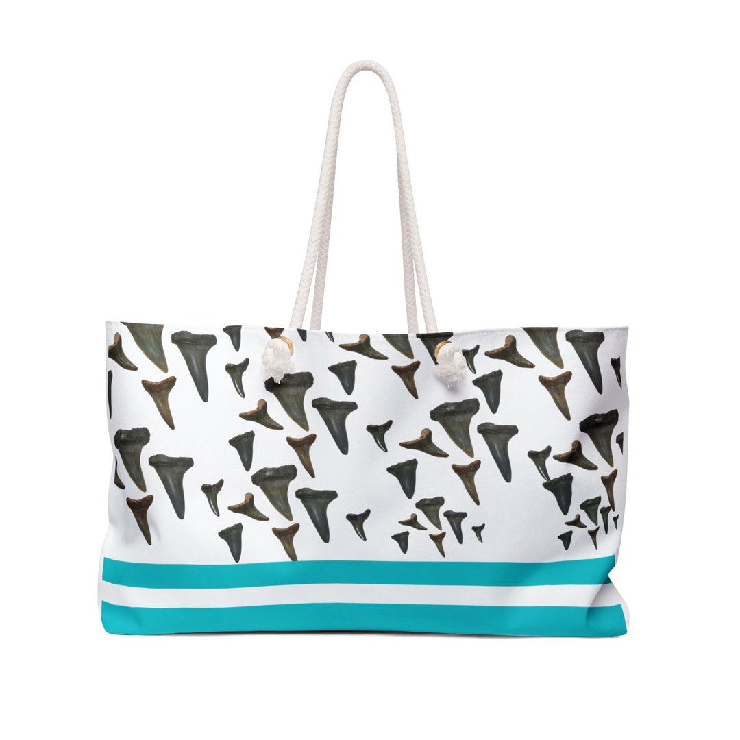Shark Tooth Teal Stripe Weekender Bag - Etsy
