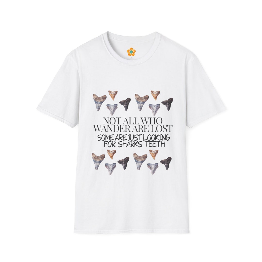 Not All Who Wander Shark Tooth Hunter Tee Beach Summer Gift Unisex ...