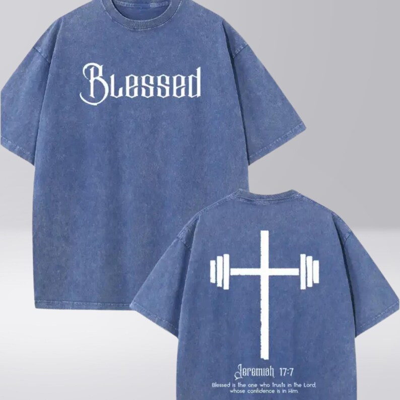 Blessed Gym T-shirt | Christian Workout Shirt | Faith Fitness Tee ...