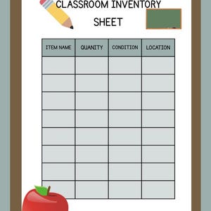 Editable Classroom Inventory Sheet | Printable Teacher Supply Tracker ...