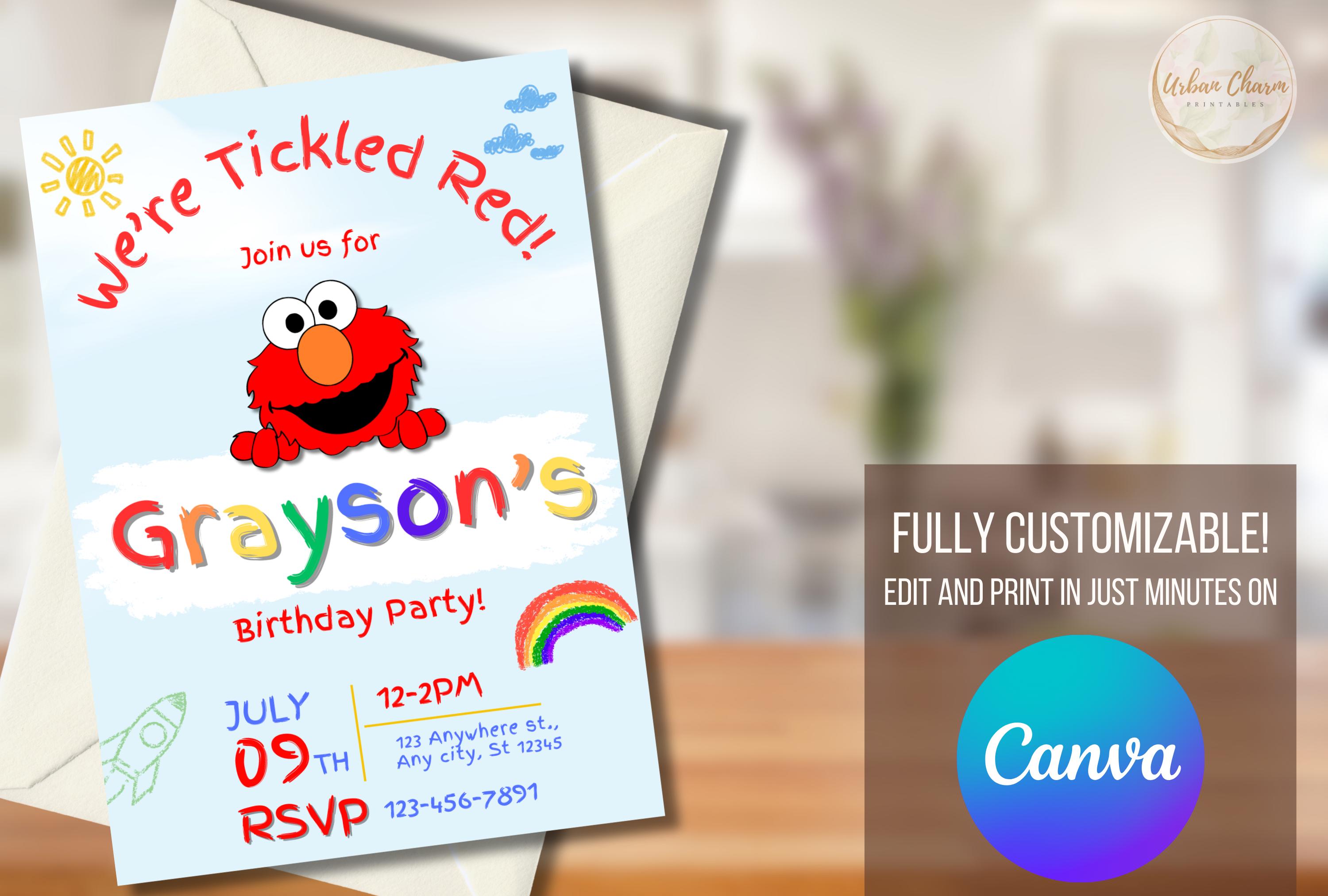 Editable Elmo Birthday Invitation, Elmo Theme Birthday Invitation, Elmo ...