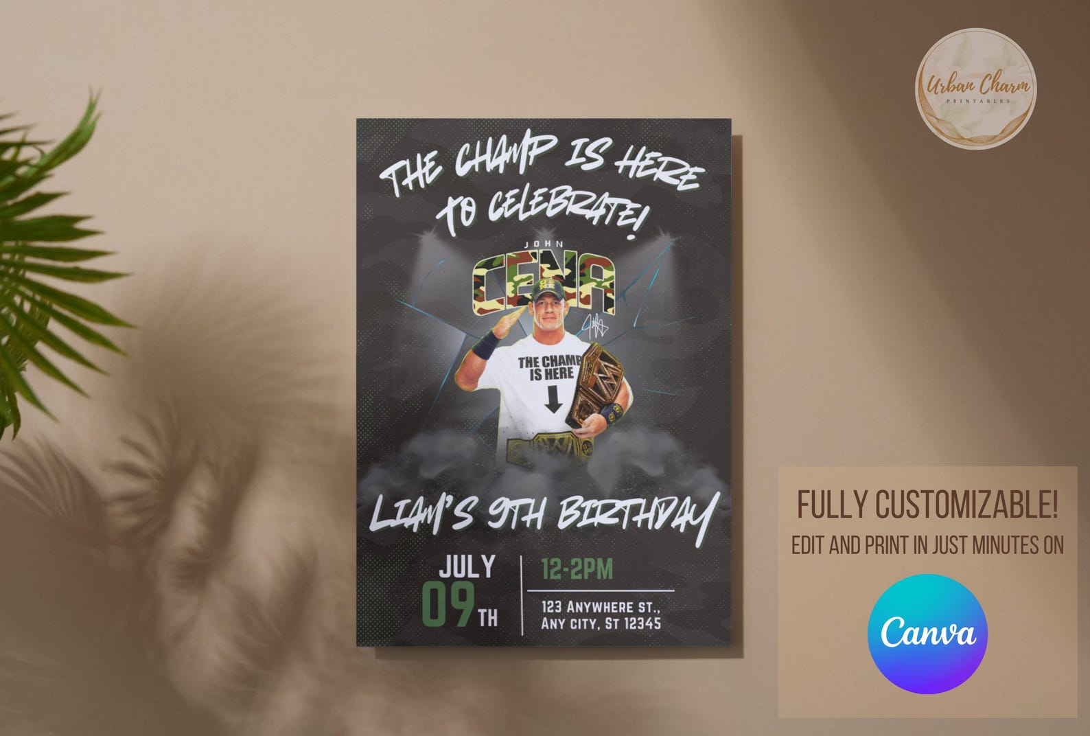 John Cena Birthday Invitation, John Cena Party, WWE Party, WWE Birthday ...