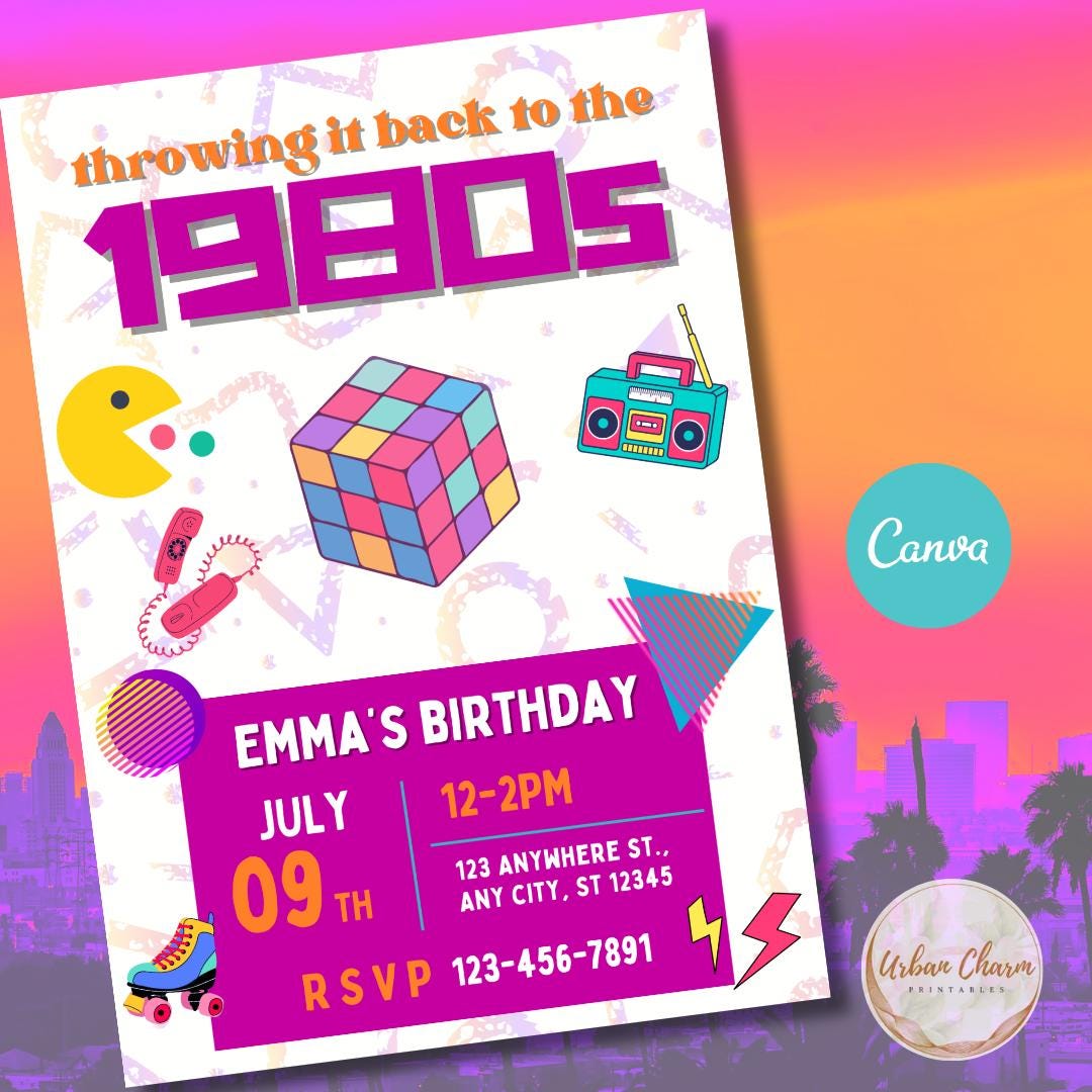 80s Party Invitation, 1980s Party Invitation, 80s Invitation, 80s ...