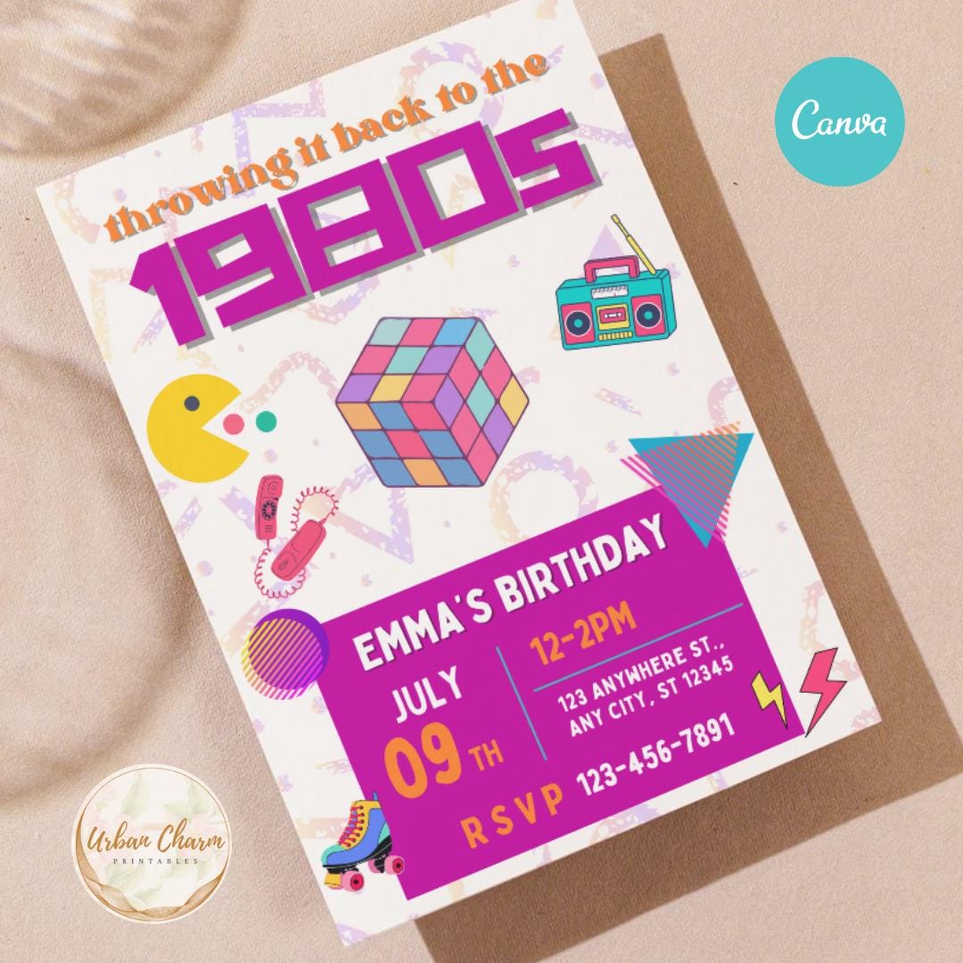 80s Party Invitation, 1980s Party Invitation, 80s Invitation, 80s ...