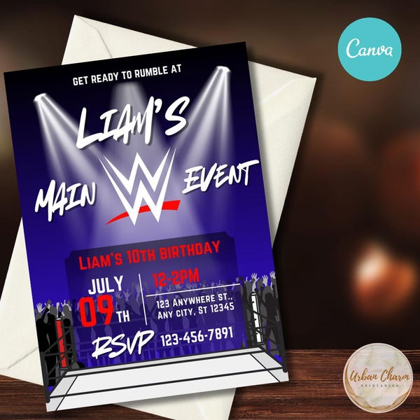 Wwe Birthday Invitations - Etsy