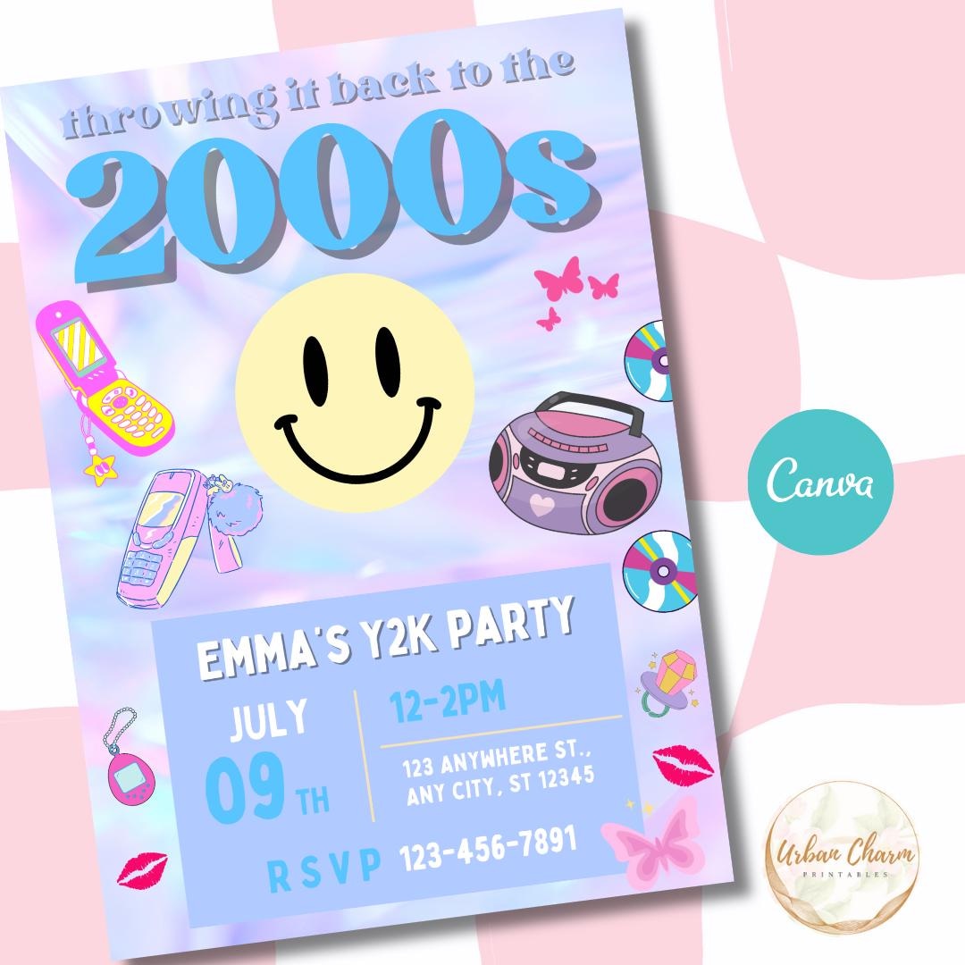 00s Party Invitation, 2000s Party Invitation, Y2K Party Invitation, 00s ...