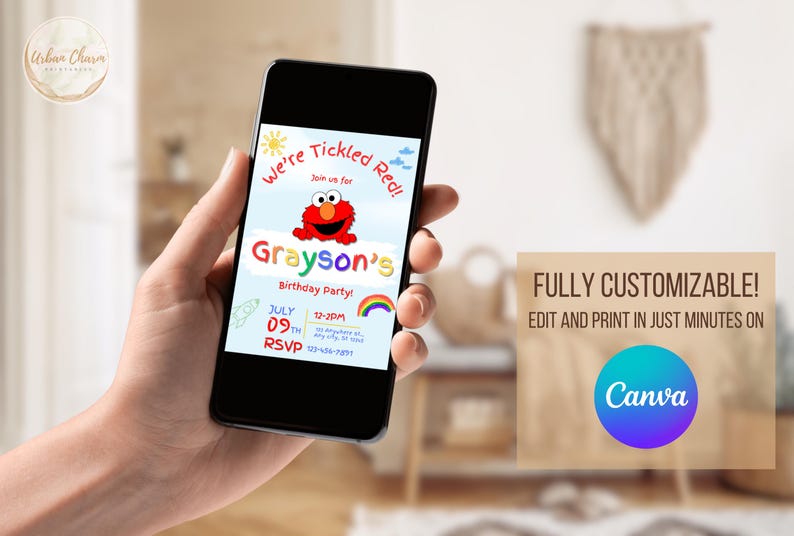 Editable Elmo Birthday Invitation, Elmo Theme Birthday Invitation, Elmo ...