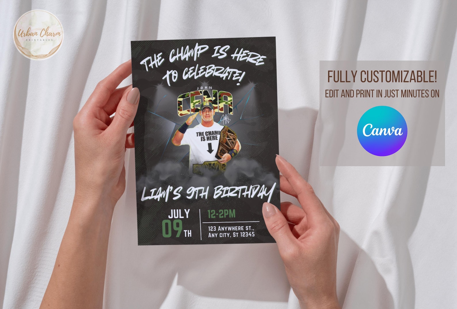 John Cena Birthday Invitation, John Cena Party, WWE Party, WWE Birthday ...