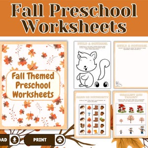 Fall Preschool Activity Pack: Alphabet, Counting, Mazes (PDF Download ...