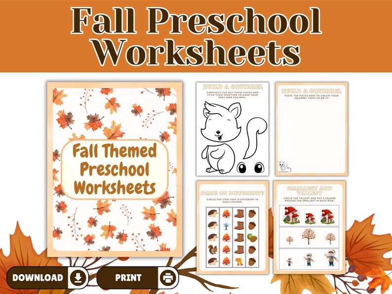 Fall Preschool Activity Pack: Alphabet, Counting, Mazes (PDF Download ...