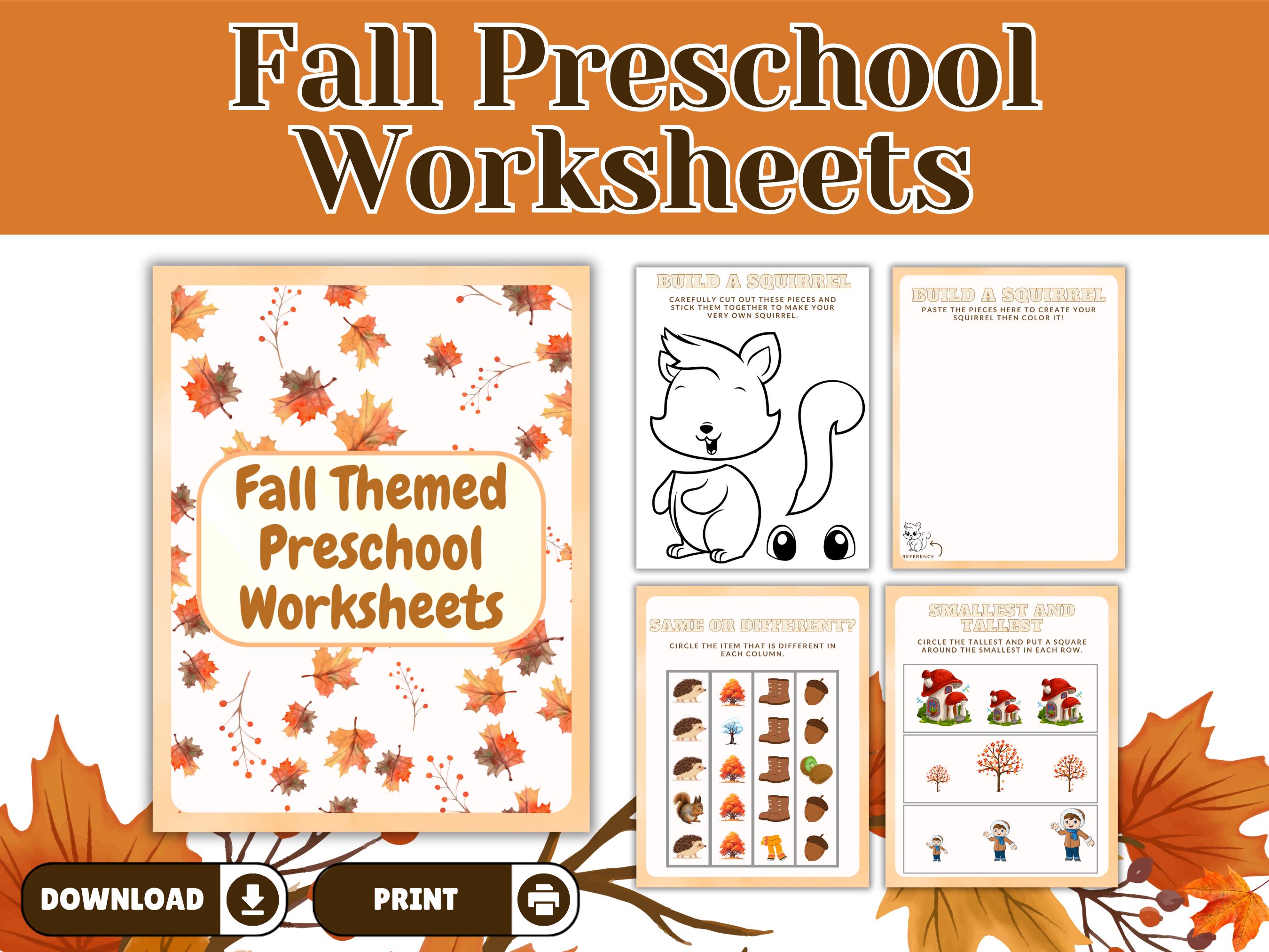 Fall Preschool Activity Pack: Alphabet, Counting, Mazes (PDF Download ...