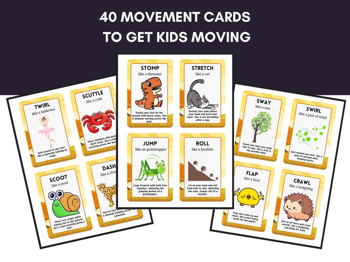 Fall Gross Motor Activity Cards for Kids: Autumn-themed (printable PDF ...