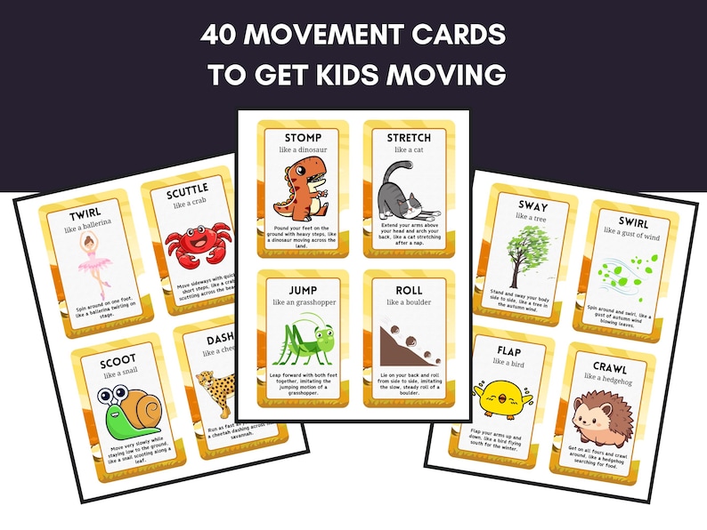 Fall Gross Motor Activity Cards for Kids: Autumn-themed (printable PDF ...