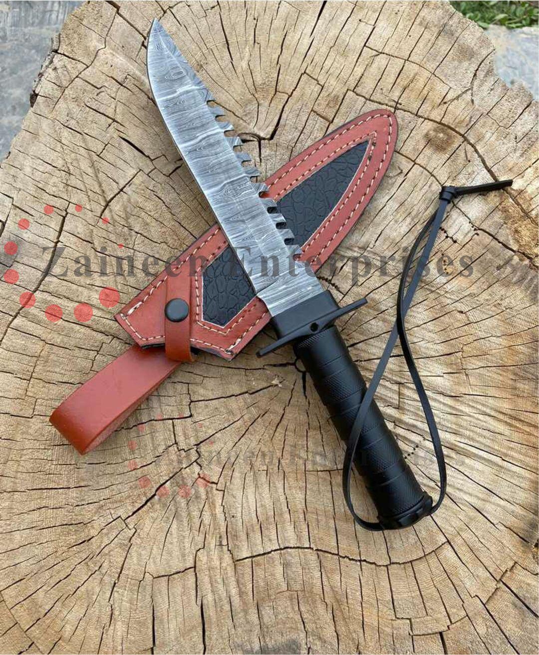 Rambo First Blood Damascus Steel Part 2 Survival Knife Rambo Replica ...