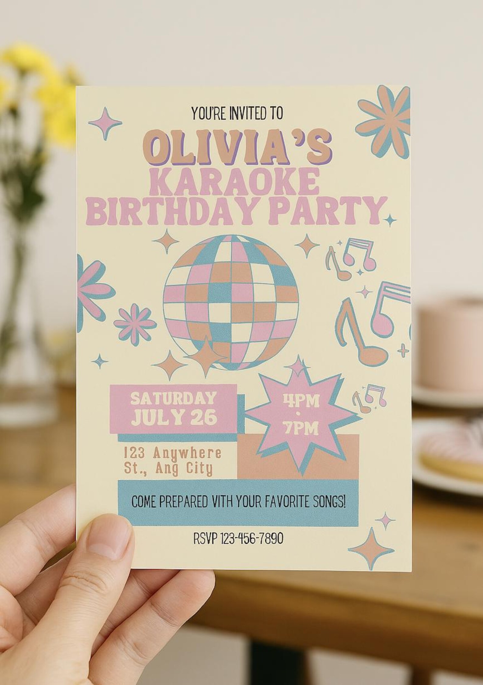 Disco Karaoke Birthday Invitation | Editable Canva Template | Disco ...