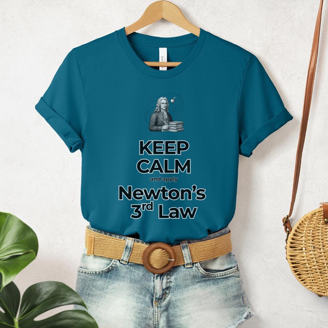 Funny Physics Shirt – Keep Calm and Apply Newton’s Third Law Science ...