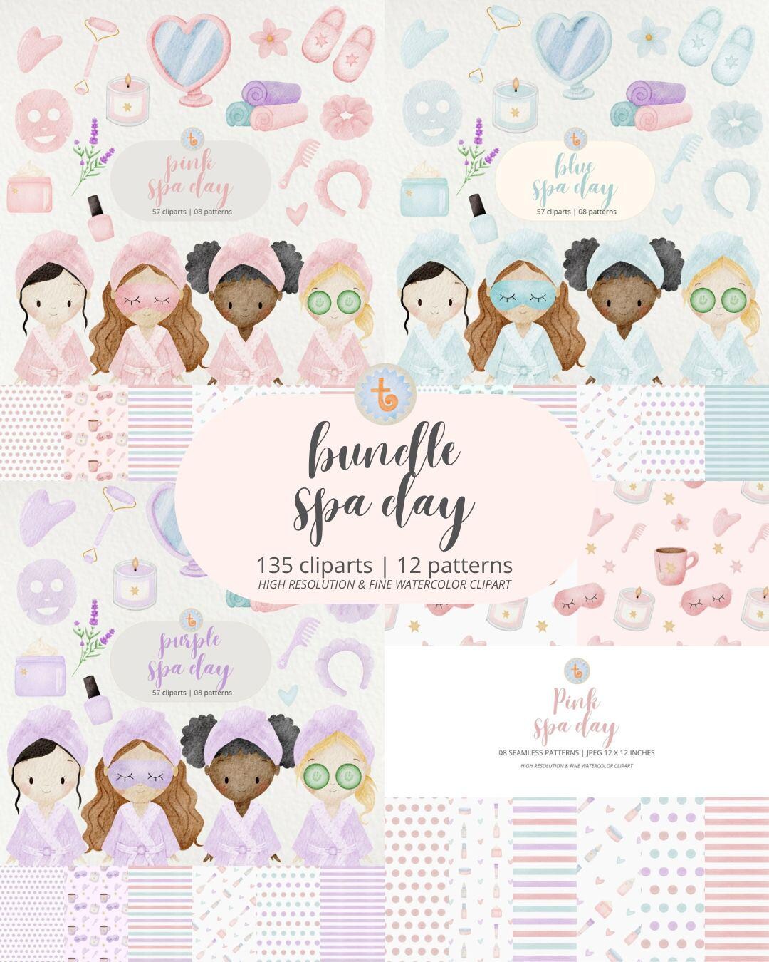 Spa Day Watercolor Clipart Bundle PNG – Spa Party - Spa Girls, Kids ...