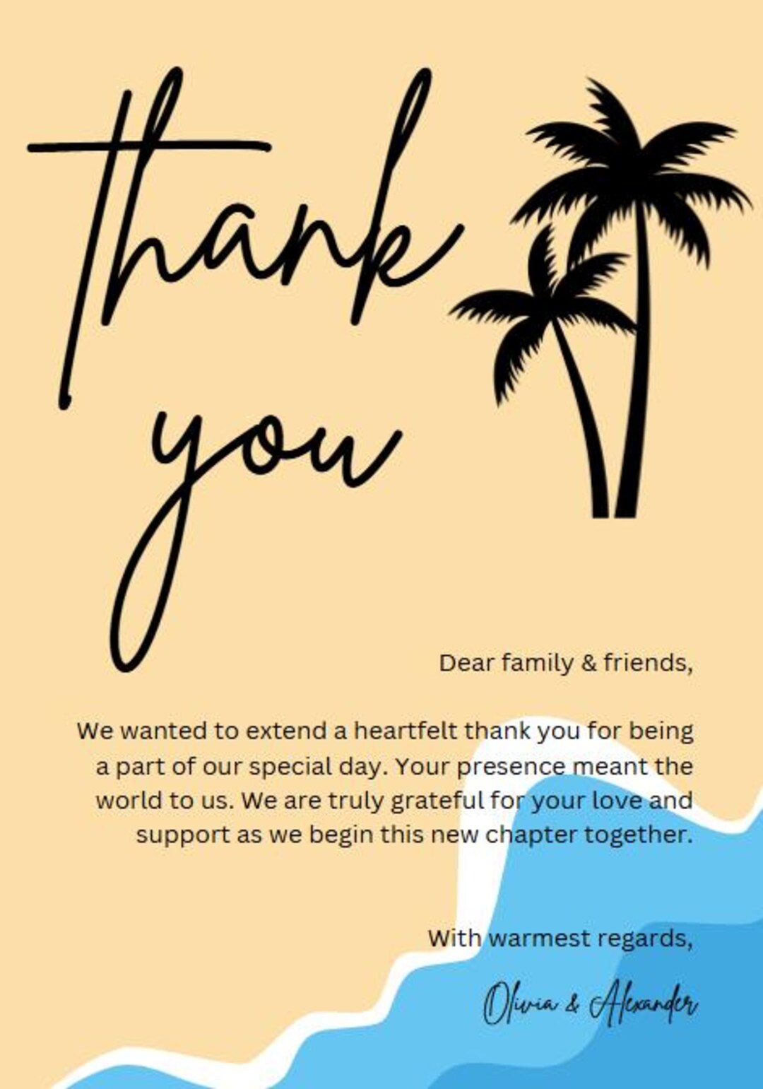 Wedding Thank You Card Beach Theme - Etsy