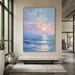 Blue Calm Sea Level Abstract Painting, Ocean Sunrise Landscape Oil ...