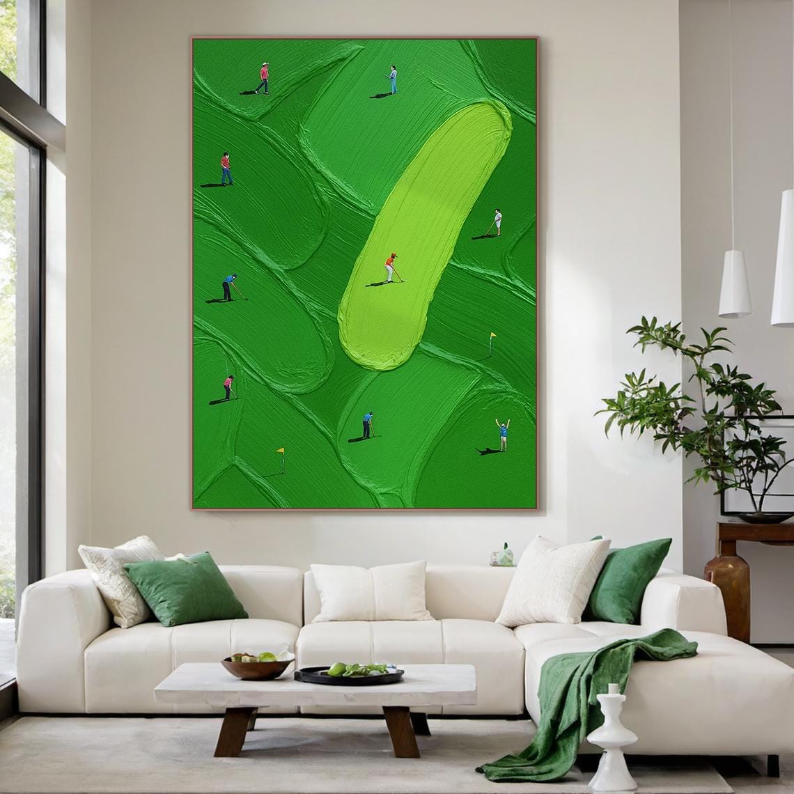 Large Golf Course Painting on Canvas - Modern Sports Wall Art, Green ...