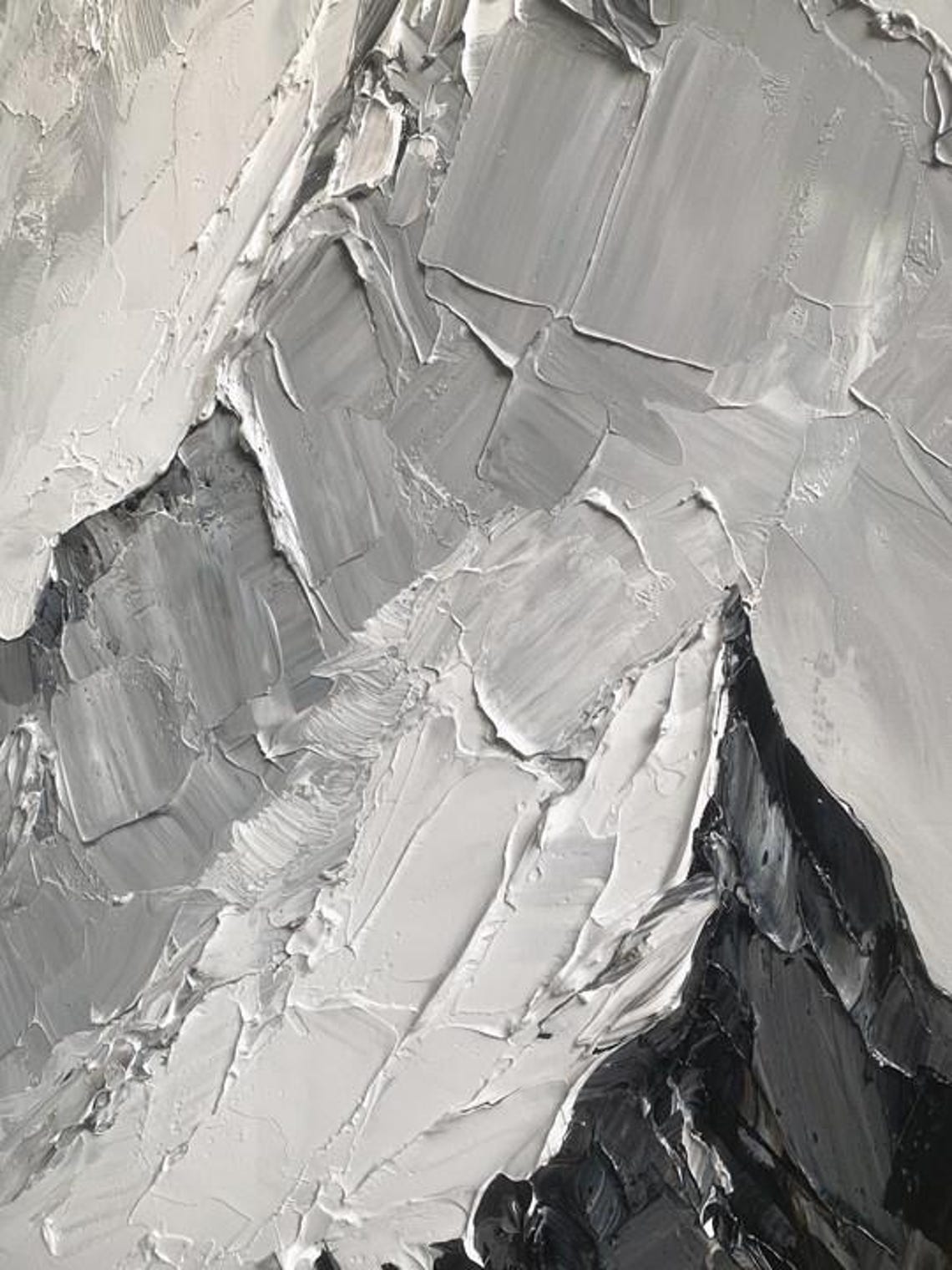 Large White Snow Mountain Abstract Painting, Snow Mountain Texture ...