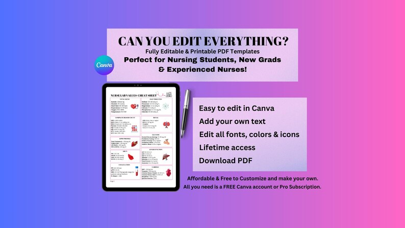 Nurse Lab Values Cheat Sheet| RN Study Guide for Nursing Students and ...
