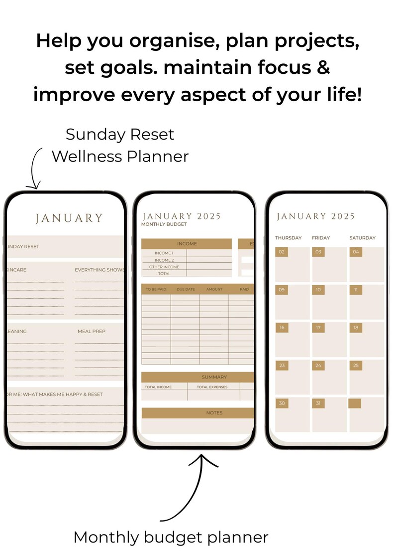 Aesthetic Wellness 2025 Digital Planner - Etsy