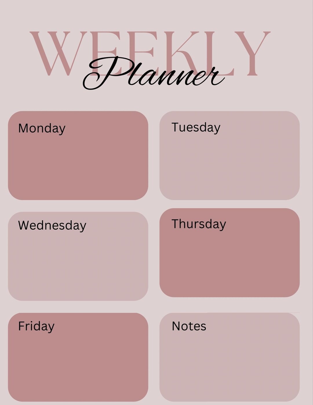 Printable Digital Weekly Planner - Etsy