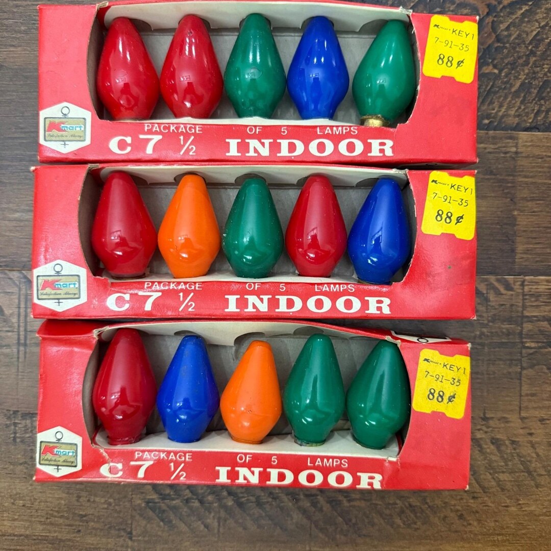 Vintage Kmart C7 1/2 Indoor Christmas Light Bulbs Package of 5 Multi ...