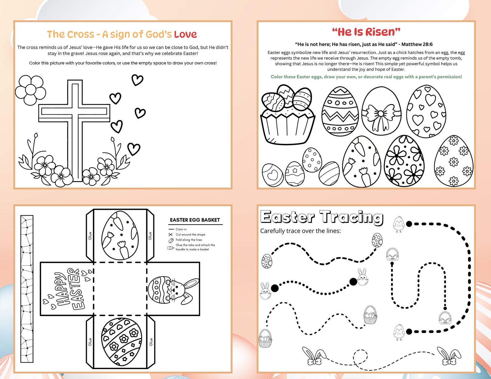 Easter Activity Packet for Christian Toddlers: Fun Egg & Treasure Hunt ...