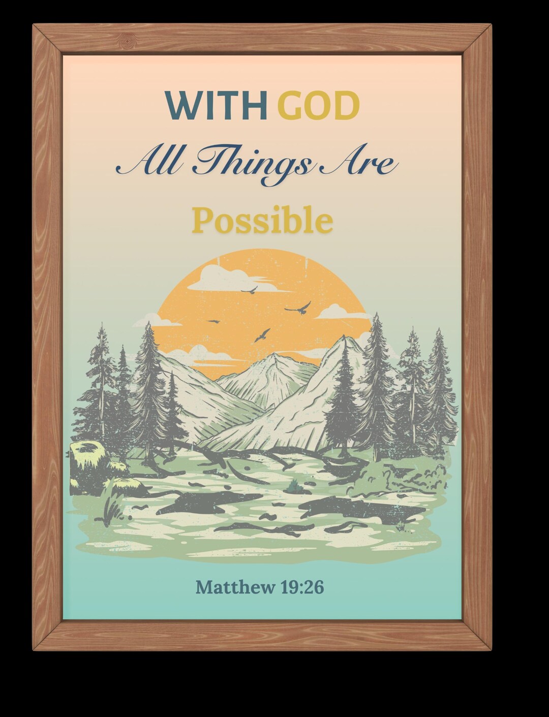 Christian Wall Art | Matthew 19:26 Digital Print | Faith-based Home ...