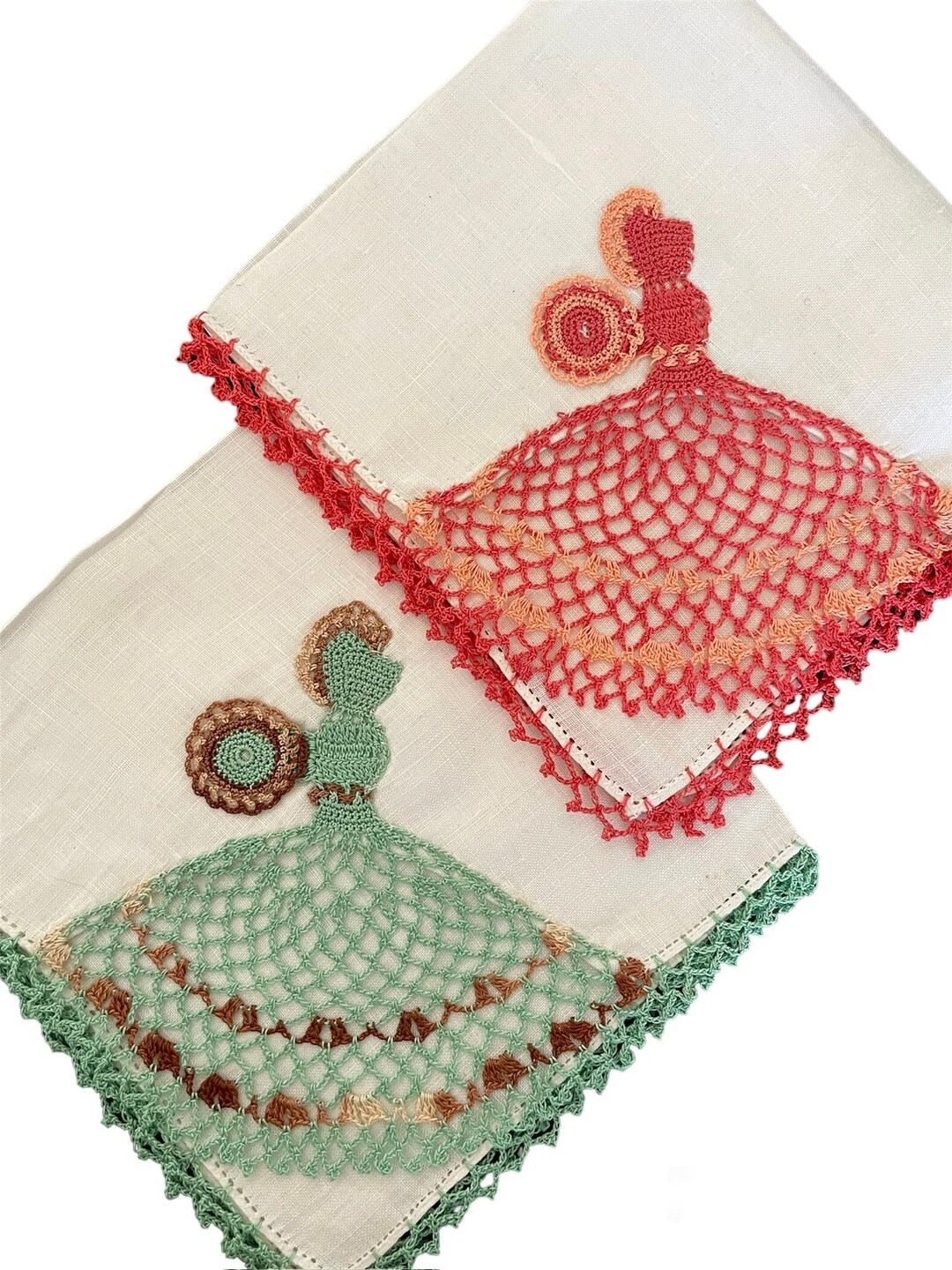 Pair Irish Linen Handkerchiefs Crochet Lady - Etsy