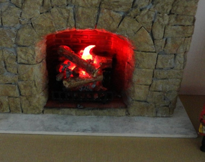 1:12 Dollhouse Battery Operated Lit Fire Logs With Grate and an Extra ...
