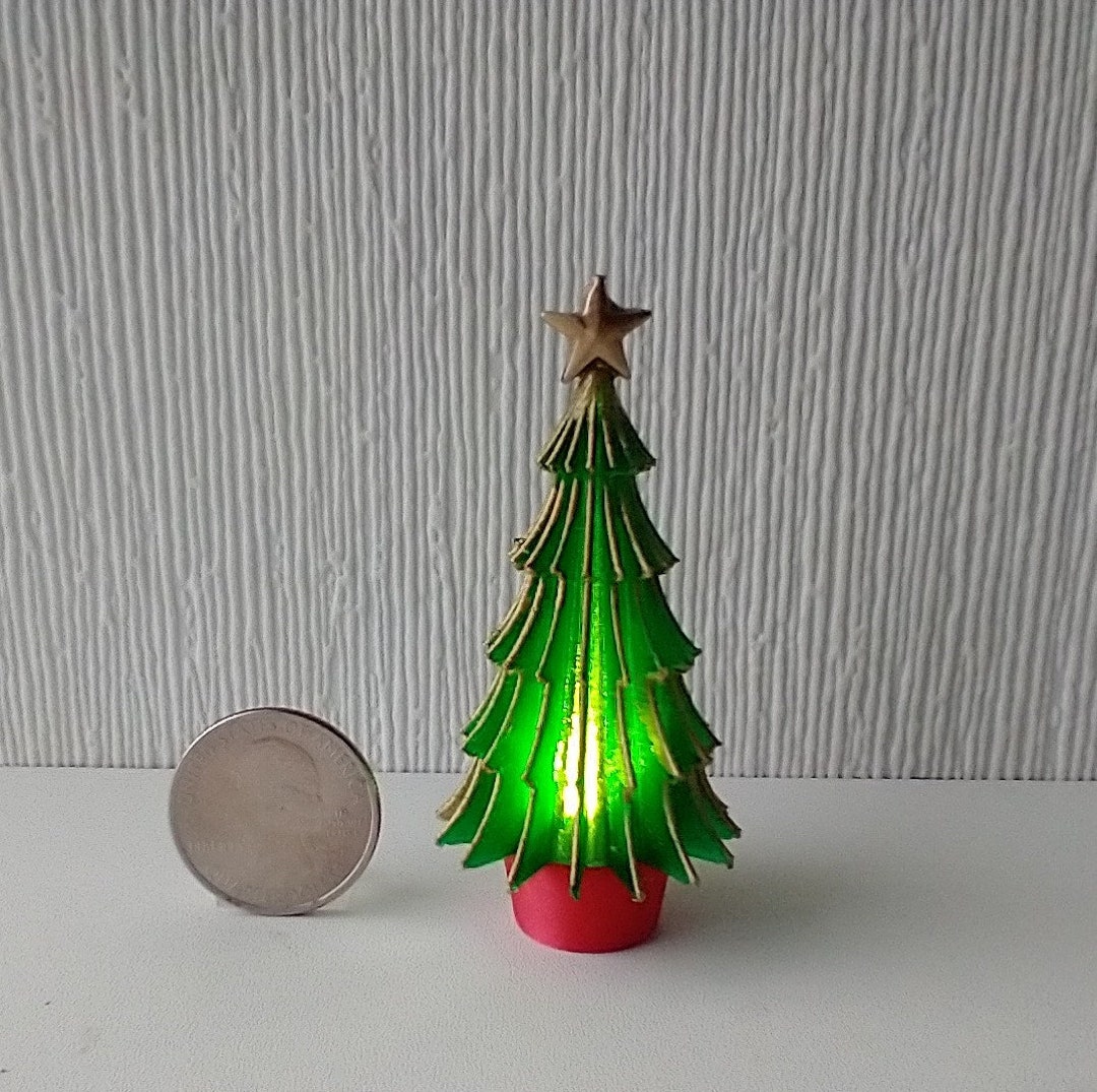 Dollhouse Miniature Light up Christmas Tree Battery Lighted - Etsy