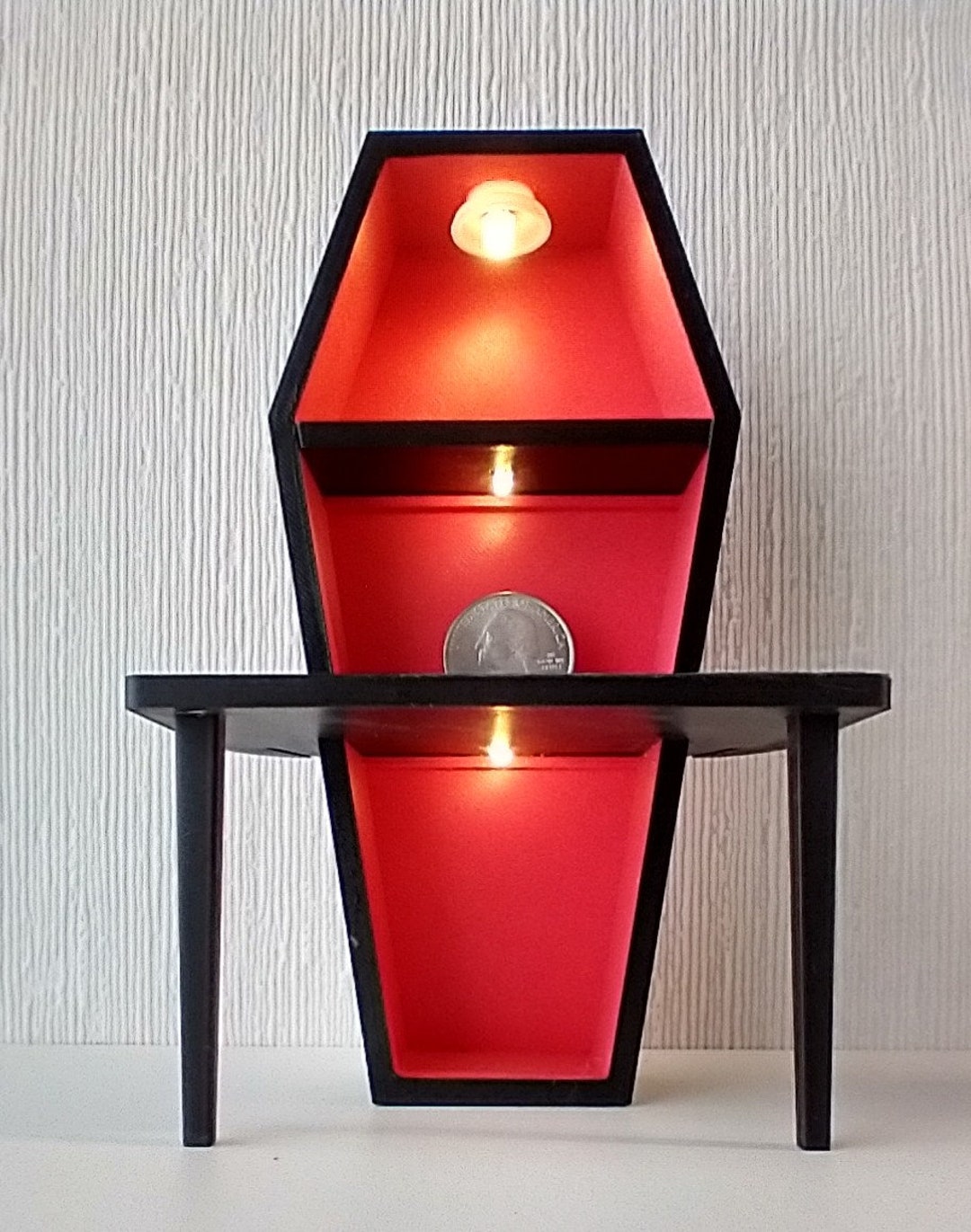 1:12 Dollhouse Battery Lighted Coffin Display Case With 3 Leds and a ...