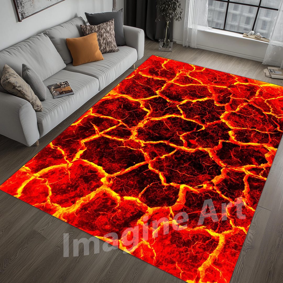 3D Lava Illusion Rug: Fire Pattern Velvet Area Rug - Etsy