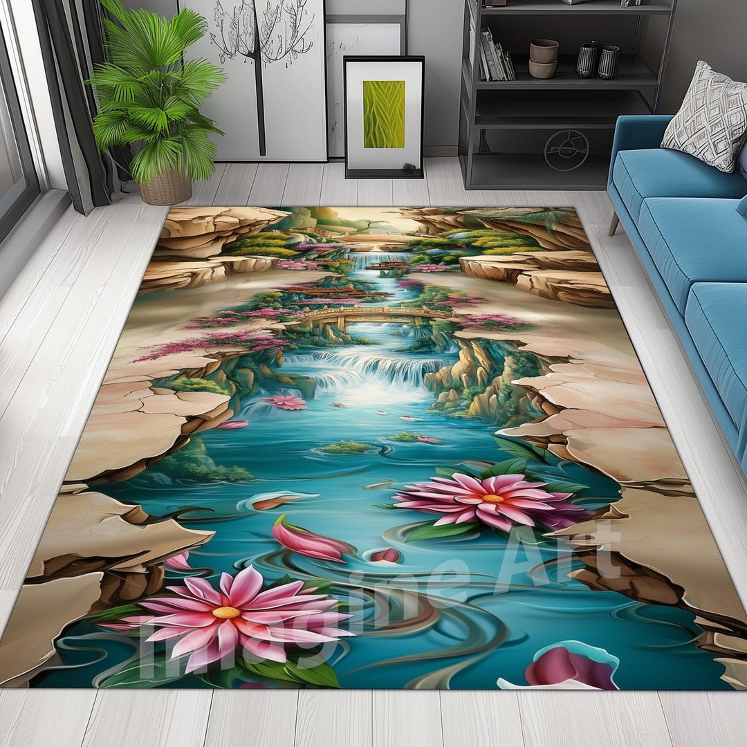 3D Look Street Art Rug, Nature Rug, 3D Look Area Rug, Fun Rug, Big ...