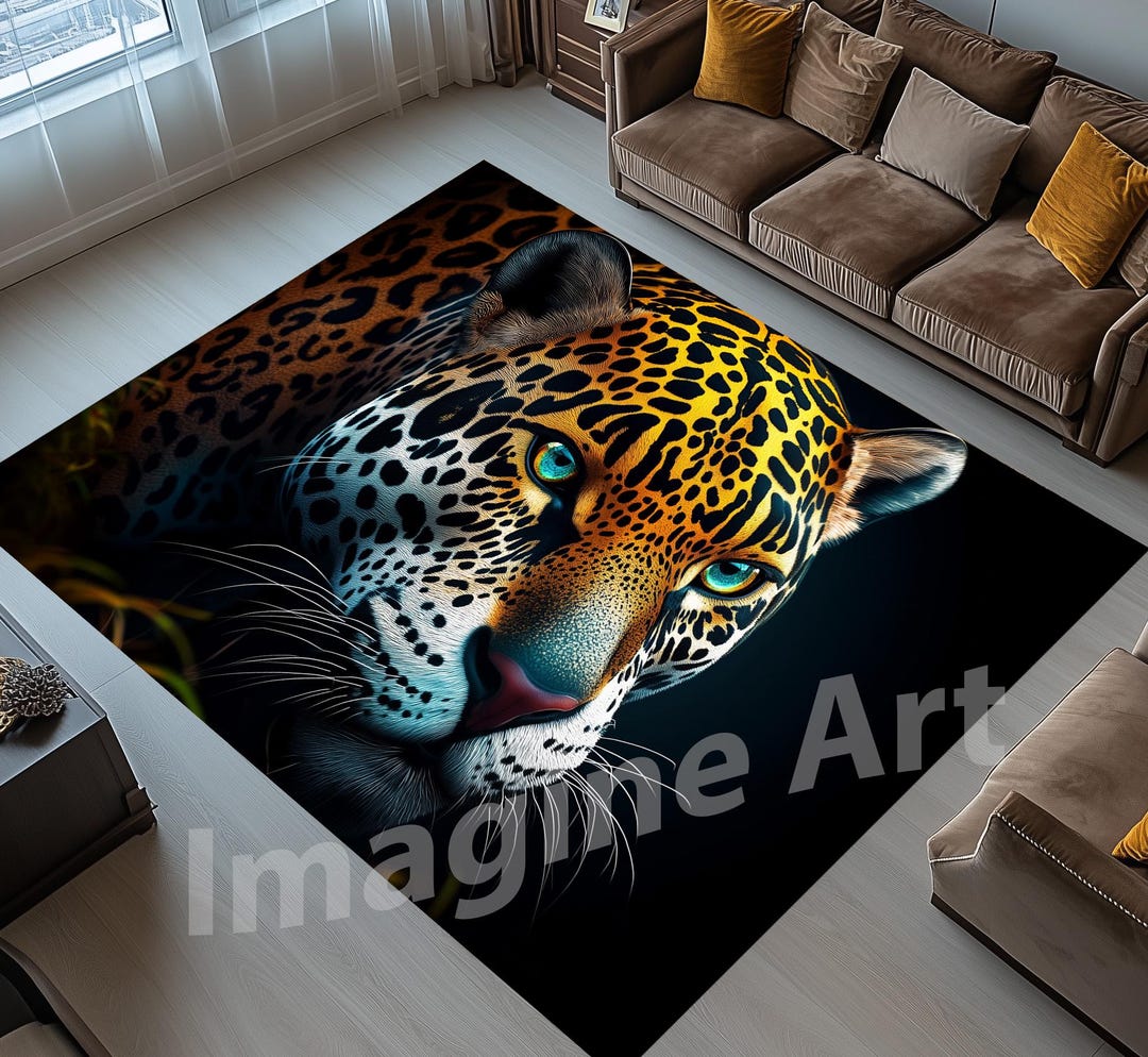 Vivid Jaguar Rug, Jaguar Area Rug, Leopard Area Rug, Neon Look Leopard ...